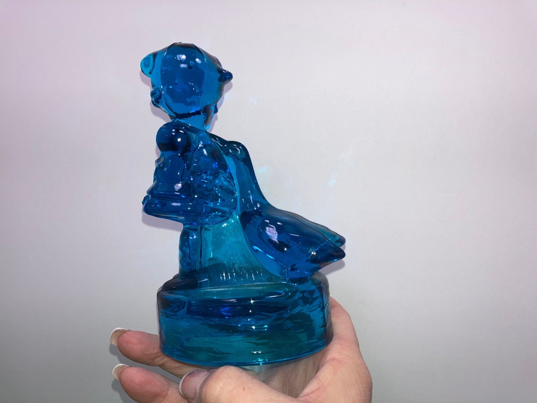 Vintage LE Smith Blue Glass Figure, LE Smith Colonial Girl With Geese ...