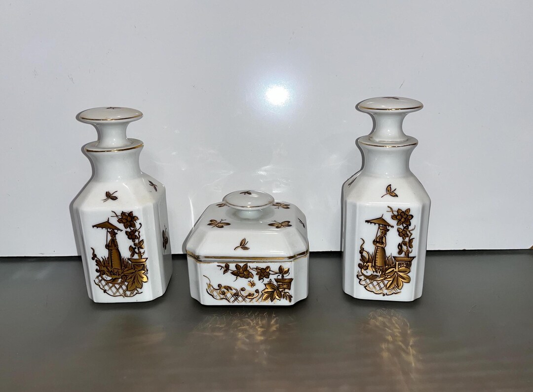 Vintage Limoges Porcelain Vanity Set, Vintage Charleton Vanity Bottles ...