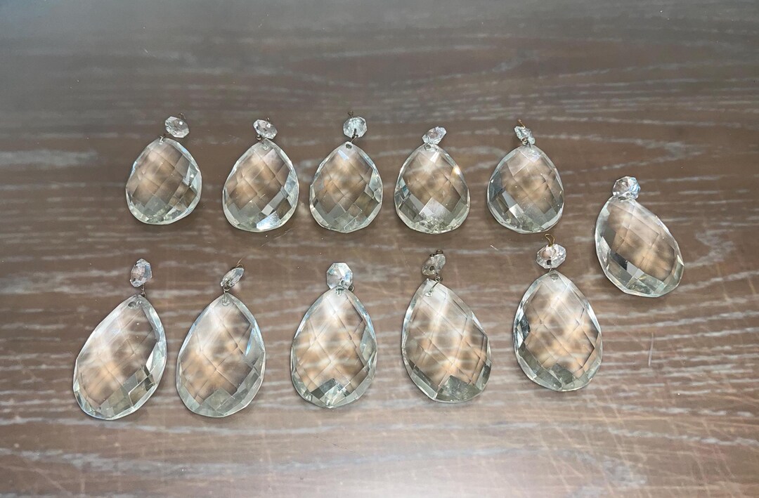 11 Antique Prism Sets, 4" Teardrop Crystal Sets, Faceted 2 Sides 3 ...