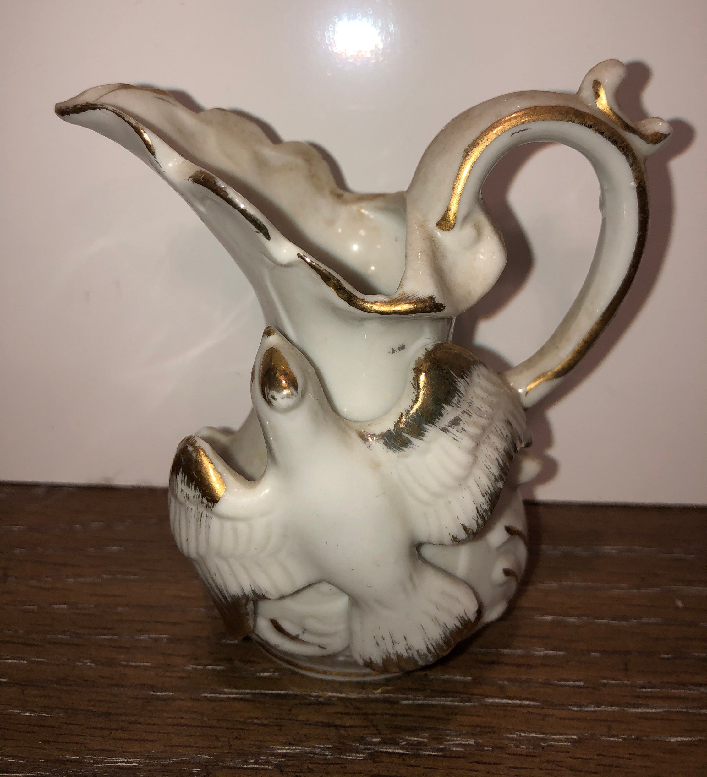 Vintage Japan Bird Pitcher Vintage White Pitcher Gold Trim | Etsy