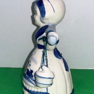 Vintage Blue Delfts Milk Maid Bell, Delfts Blue Girl Figure, 5 1/2 Blue ...