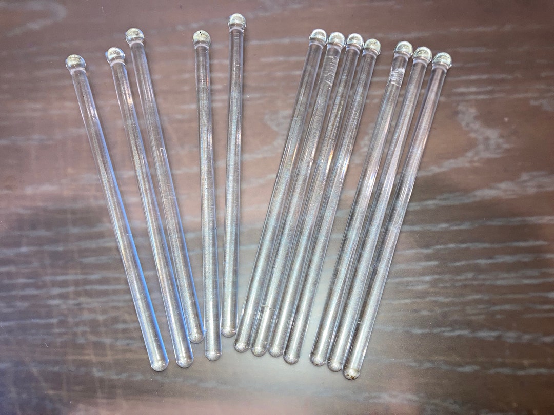 12 Vintage Glass Stir Sticks, Mid Century Bar Ware, 7" Glass Drink ...