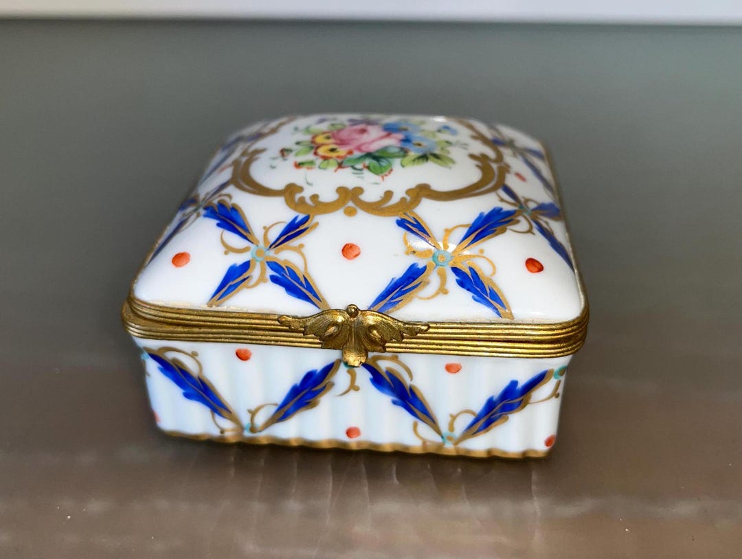 Vintage Porcelaine De Paris Box, French Painted Box, Square Hand ...