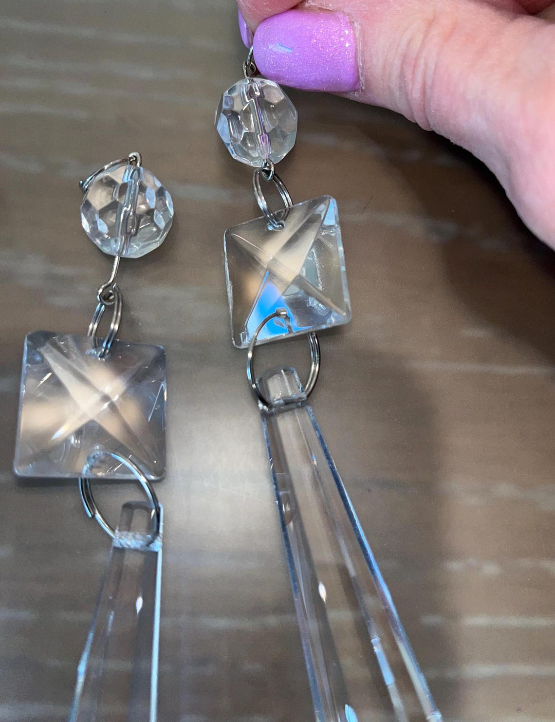 4 Sets of Crystal Prisms, 5" Linked Prism Sets, Square Crystals, Round ...
