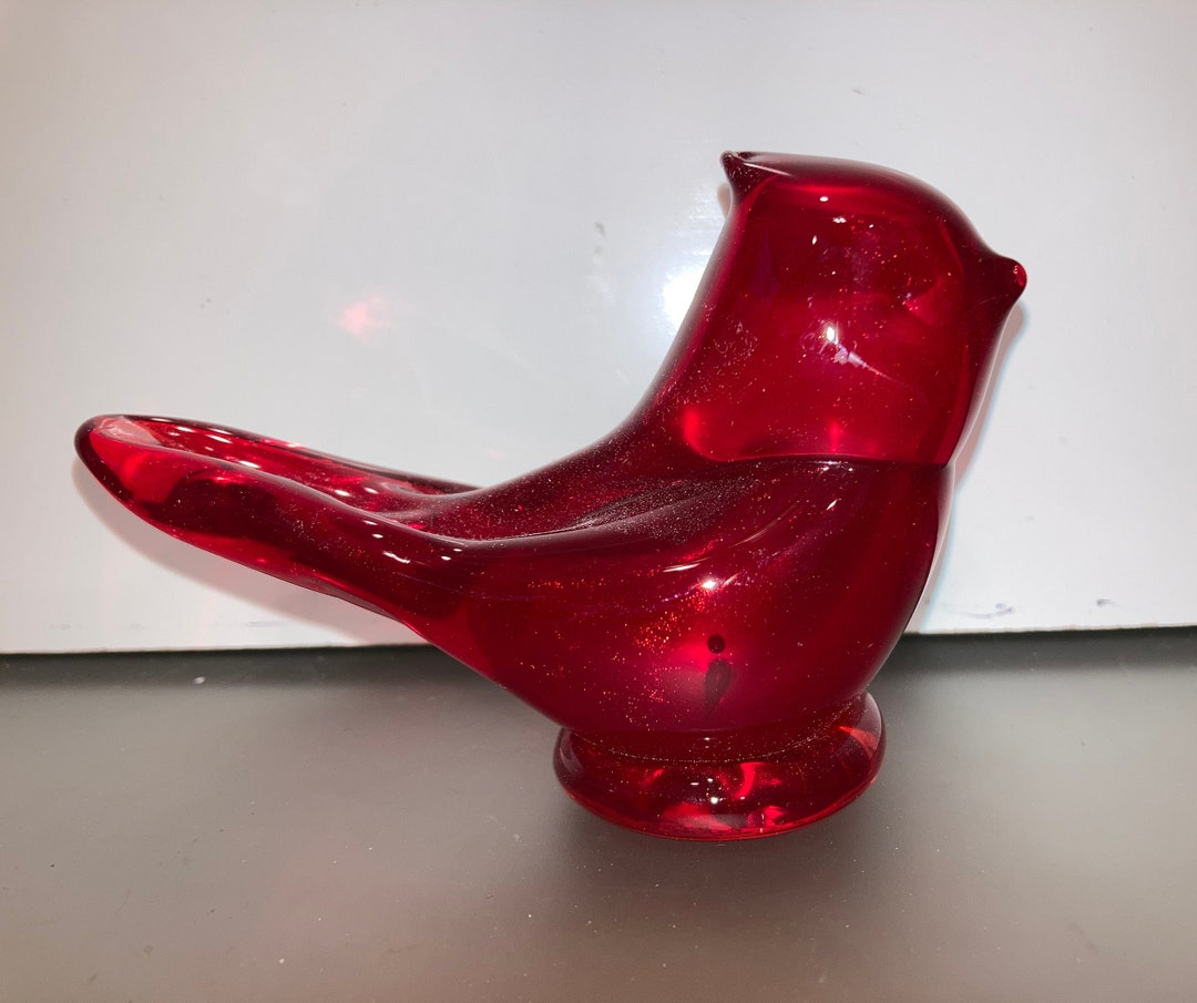 Vintage Blown Glass Leo Ward Red Cardinal Bird, Large Red Glass ...