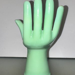 Vintage Green Jadeite Glass Hand, Vintage Jadeite 8" Hand Ring Display ...