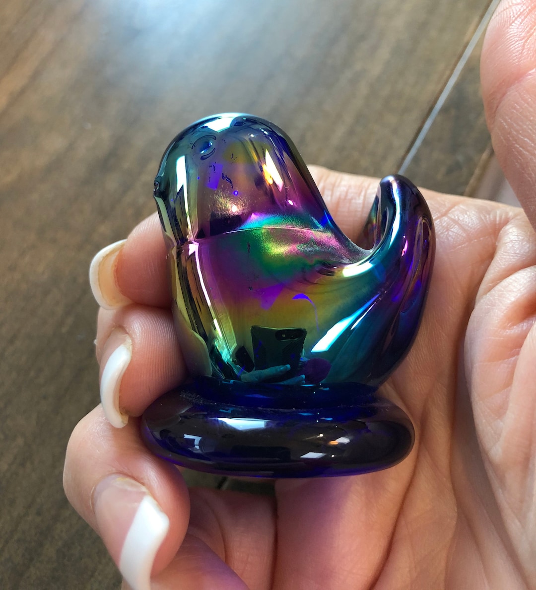 Vintage Glass Terra Studios Bird, 2020 Carnival Glass Bird, Blue ...