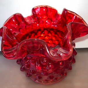 Fenton Orange Art Glass Hobnail Vase, Vintage Fenton Orange Amberina ...