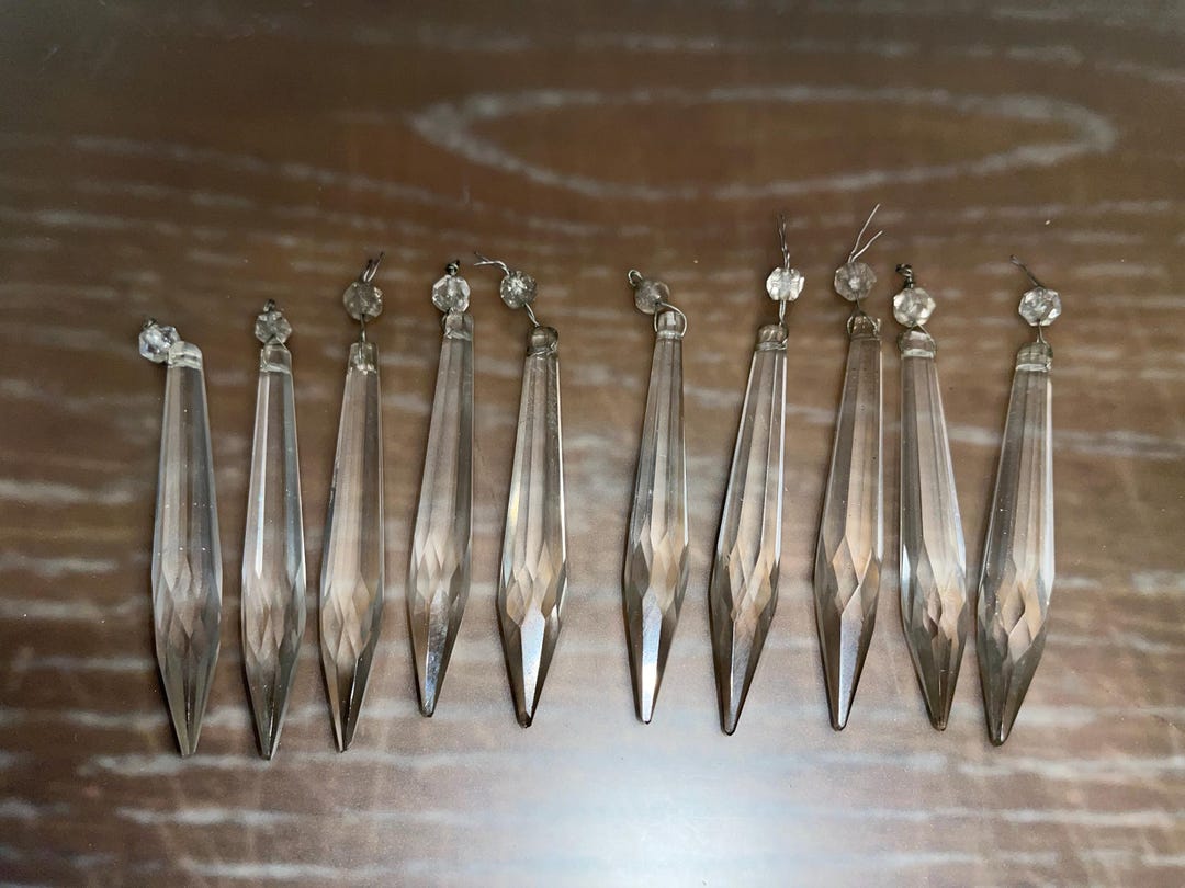 10 Sets of Antique Crystal 3 3/4" Prisms, Antique Prism Lot, Antique ...