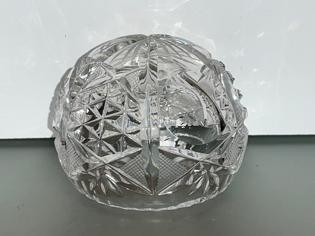 Antique Cut Glass Paper Weight, Cut Glass Round Paperweight, Cut Glass ...