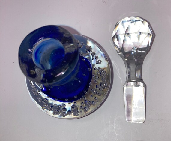 Controlled Bubble Cobalt Perfume Bottle, Cased Cobalt… - Gem