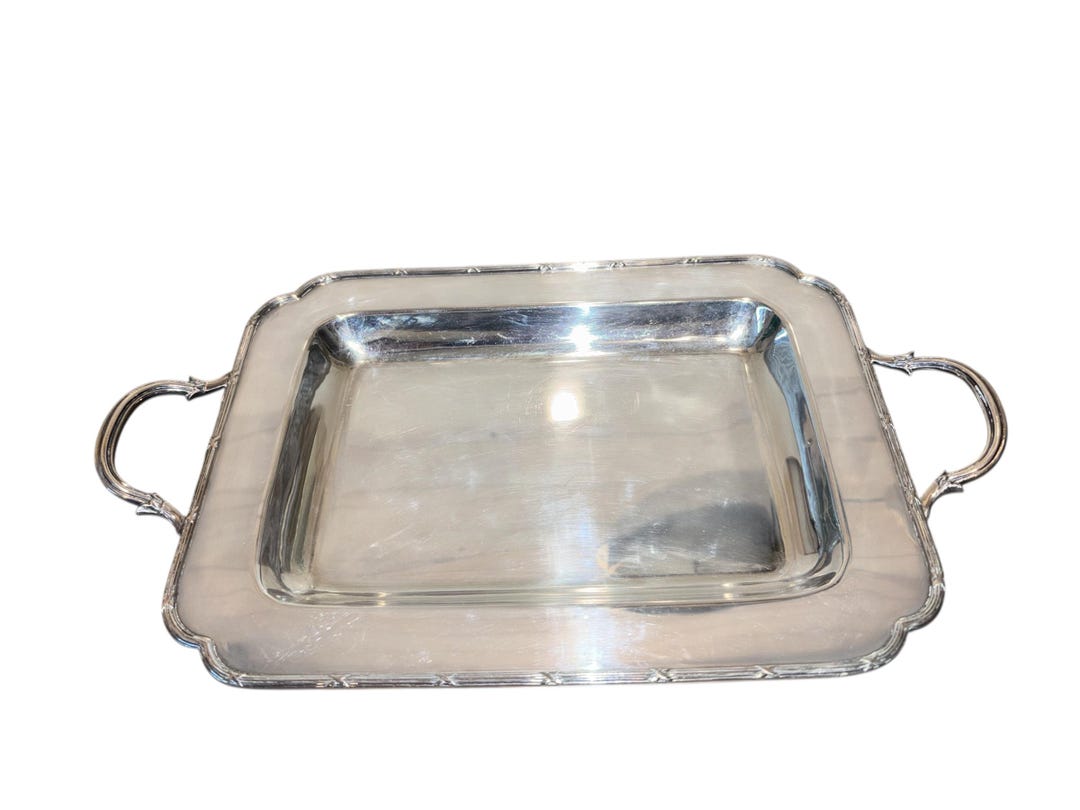 Vintage Silver Plate 14" Serving Tray, Silver Tidbit Handled Tray, 4213 ...