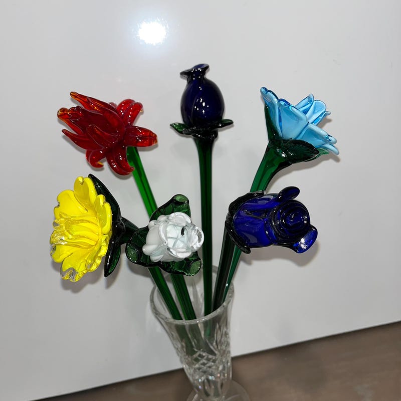 Blown Glass Flowers - Etsy