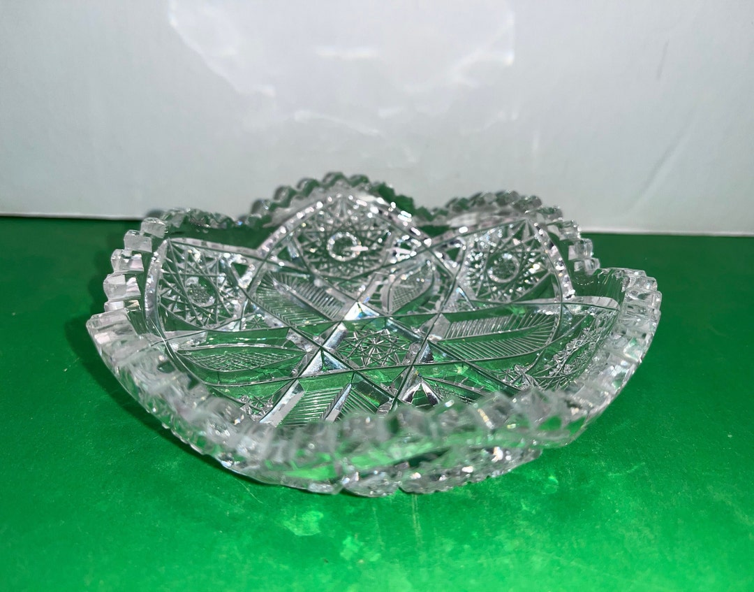 Antique American Brilliant Candy Dish, ABP Stars Cut Glass Dish ...