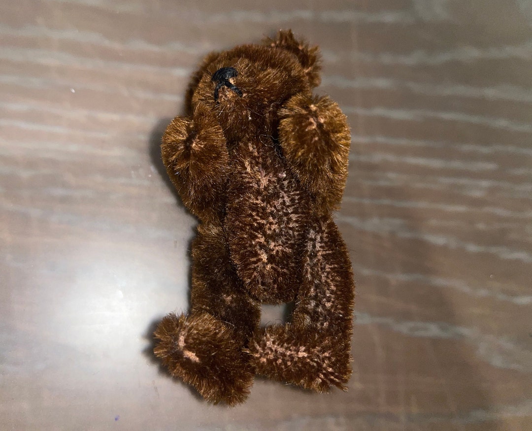 Vintage Jointed Mini Brown Bear, 4" Brown Plush Jointed Bear, Mohair ...
