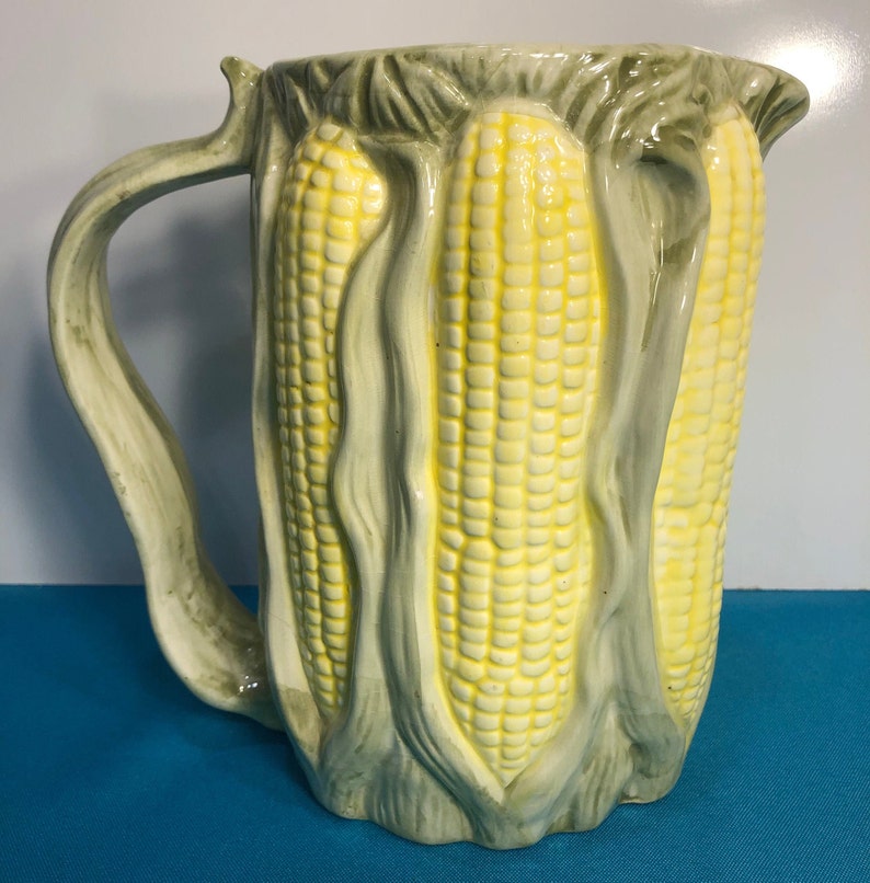 Vintage Majolica Corn Pitcher Yellow Green Corn Pitcher - Etsy