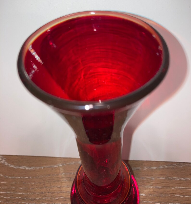 Vintage Ruby Red Bud 8 Vase Vintage Amberina Red Ringed | Etsy