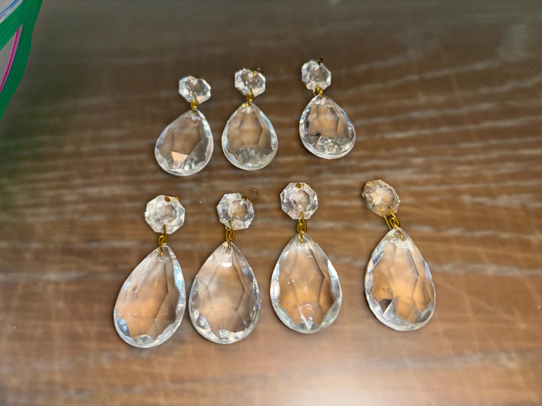 7 Antique 2 1/4" Crystal Prism Sets, Antique Teardrop Prism Sets ...