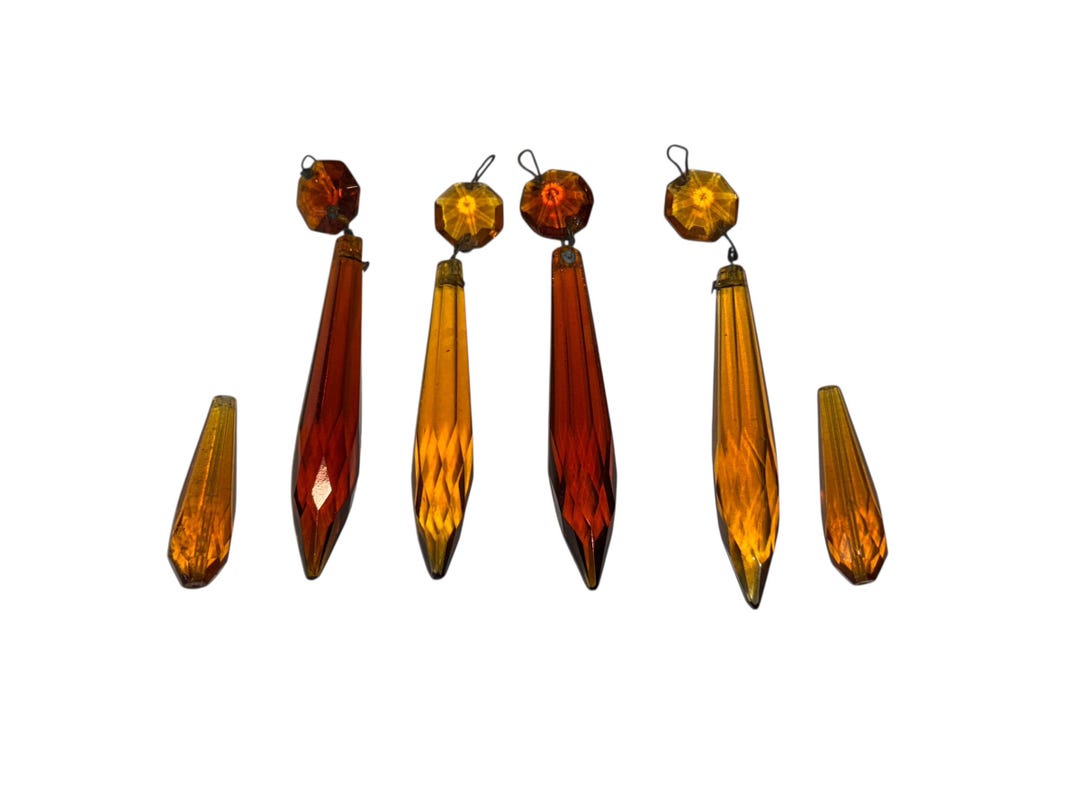 6 Antique Gold Prisms, 3 3/4" Gold Faceted Points, 3" Gold Prisms, 5/8 ...
