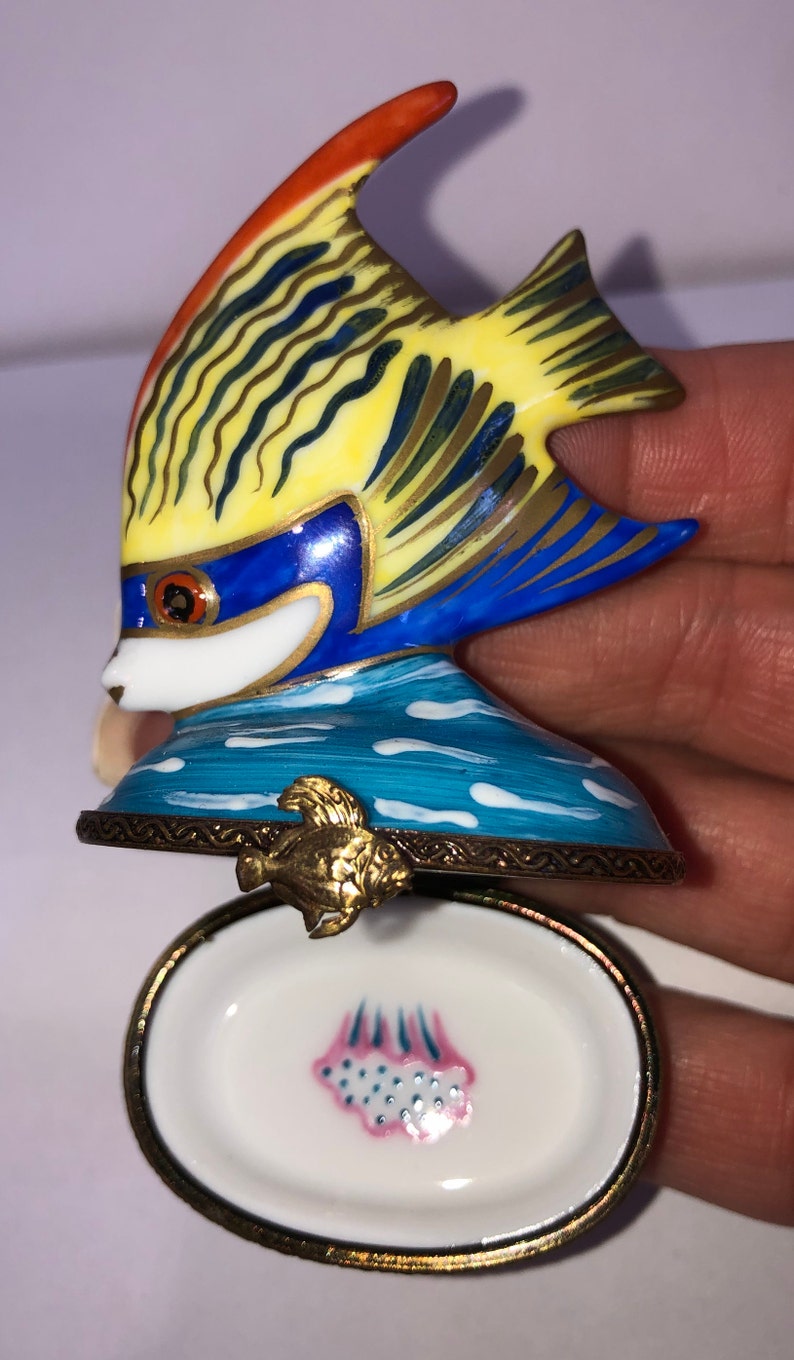Limoges Anglefish Trinket Box Peint Main Fish Trinket Box - Etsy