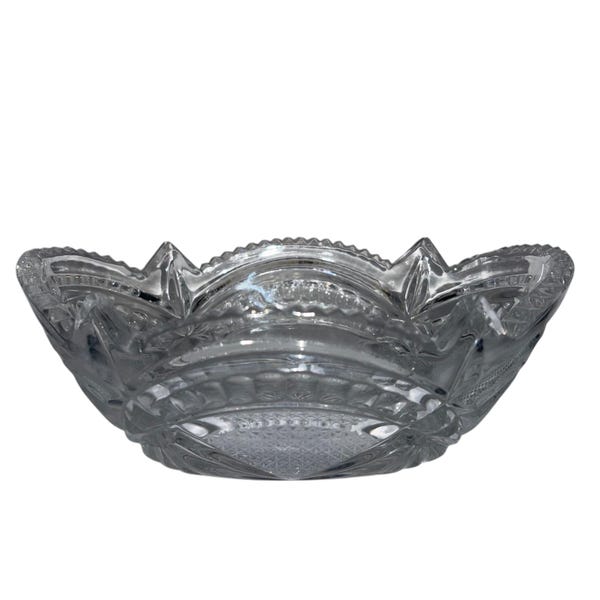 Oval Cut Glass Candy Dish - Etsy