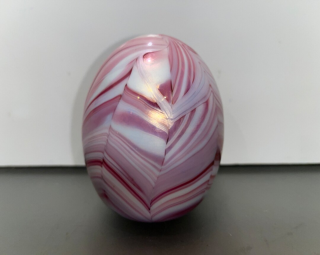 Gibson 1990 Art Glass Paperweight, Signed Gibson Pulled Feather ...