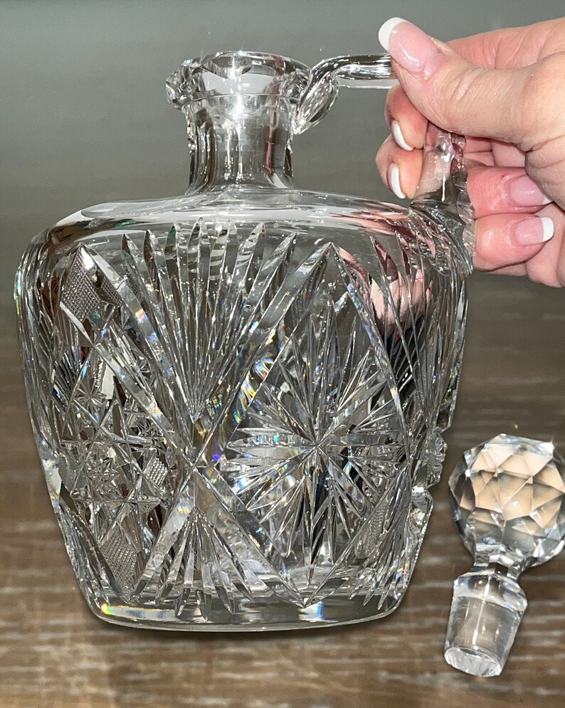 Antique American Brilliant Stars Decanter, Rare Brilliant Cut Glass ...