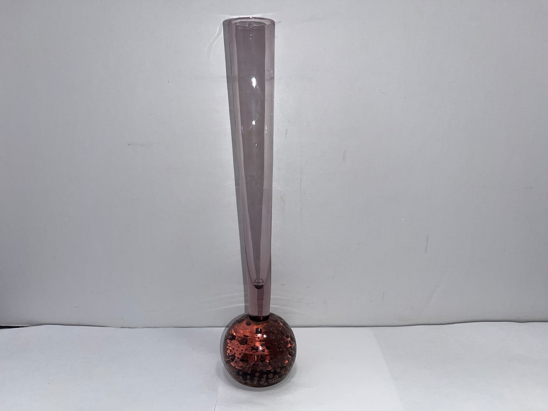 Mid Century Bubble Glass Bud Vase, 8 Tall Ball Vase, Vintage Controlled ...