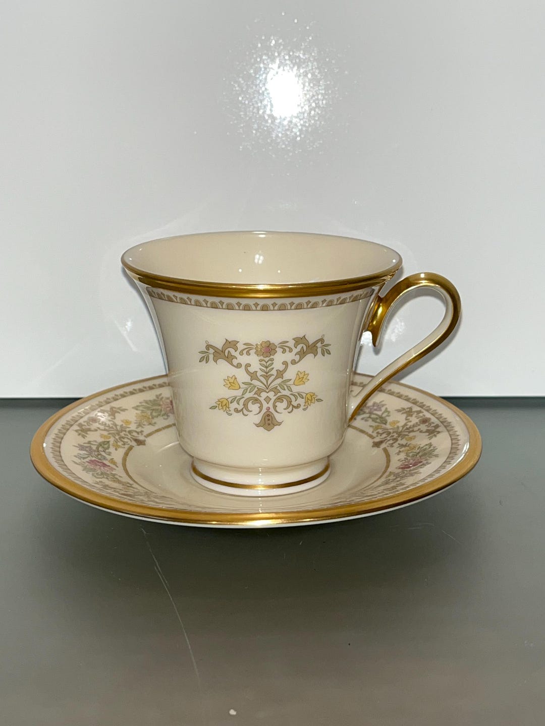 Lenox Castle Garden Cup Saucer, USA Lenox China Coffee Cup, Lenox ...
