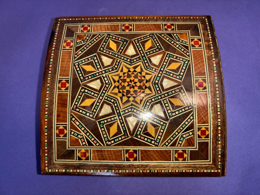 Vintage Inlaid Wooden Box, Inlaid Dresser Box, Wooden Jewelry Box ...