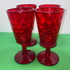 4 Vintage Ruby Red Water Goblets, Vintage 7 Red Water Goblets, Ruby Red ...