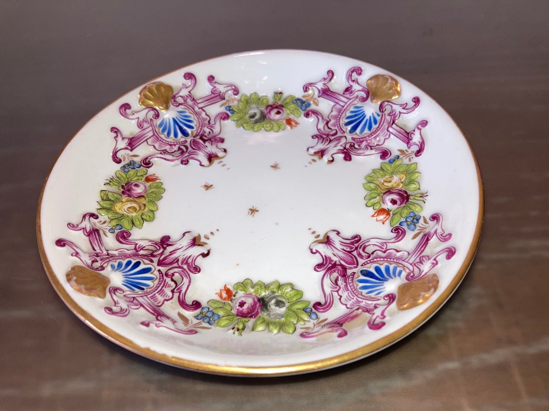 Antique Capodimonte N Crown Plate, Capodimonte Raised Scroll and ...