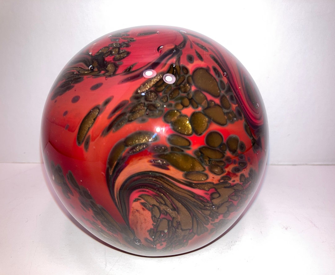 Red Black Encased Paperweight, Red Copper Glitter Paperweight, Red 3 1/ ...