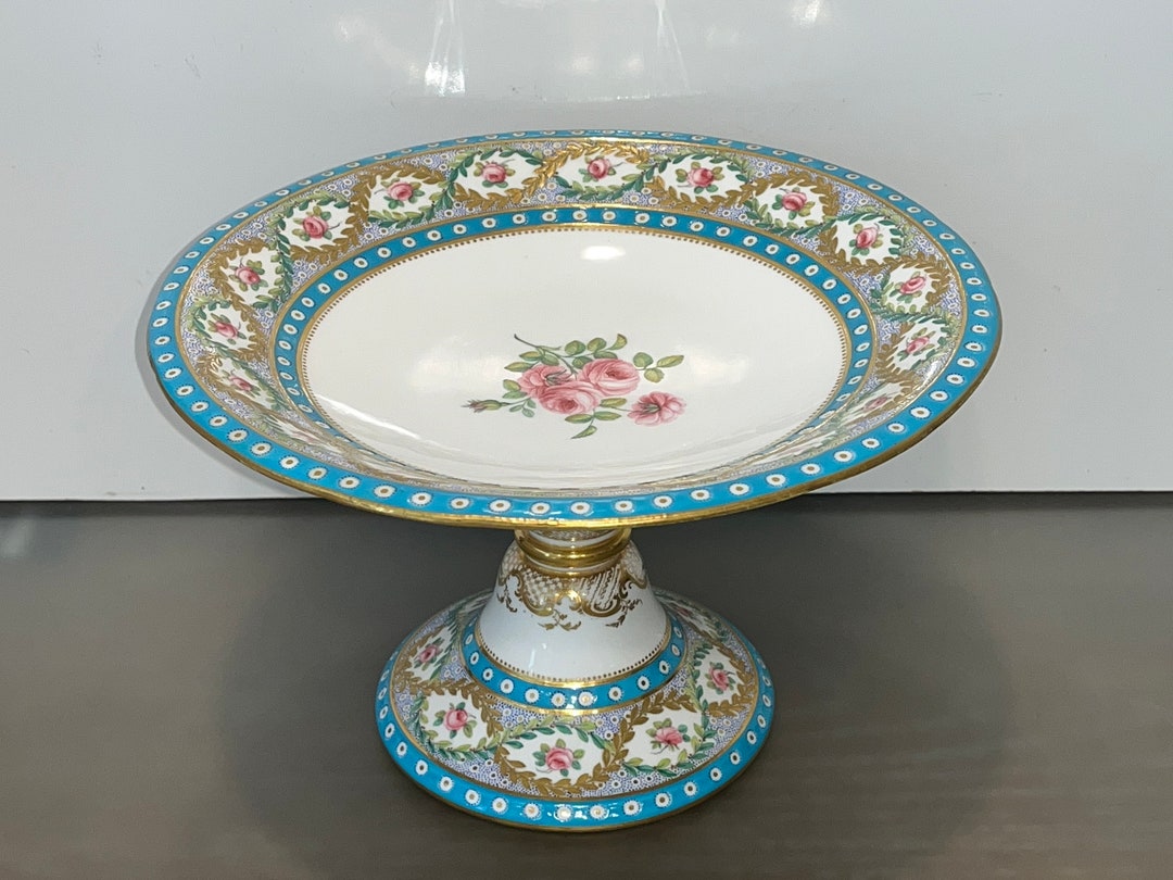 Vintage Pedestal Plate, Vintage Porcelain Compote, Signed Hand Painted ...