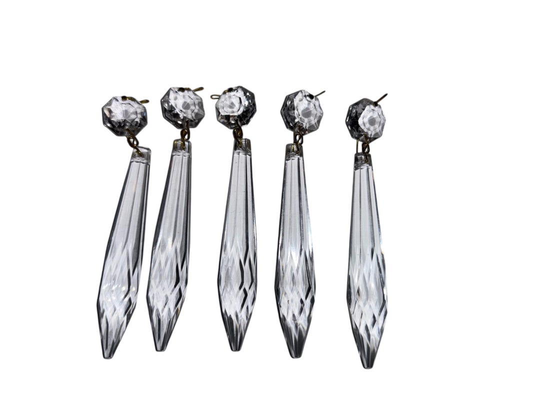 5 Sets of Antique 4" Crystal Prism Sets, Antique Crystals, Prisms Are 3 ...