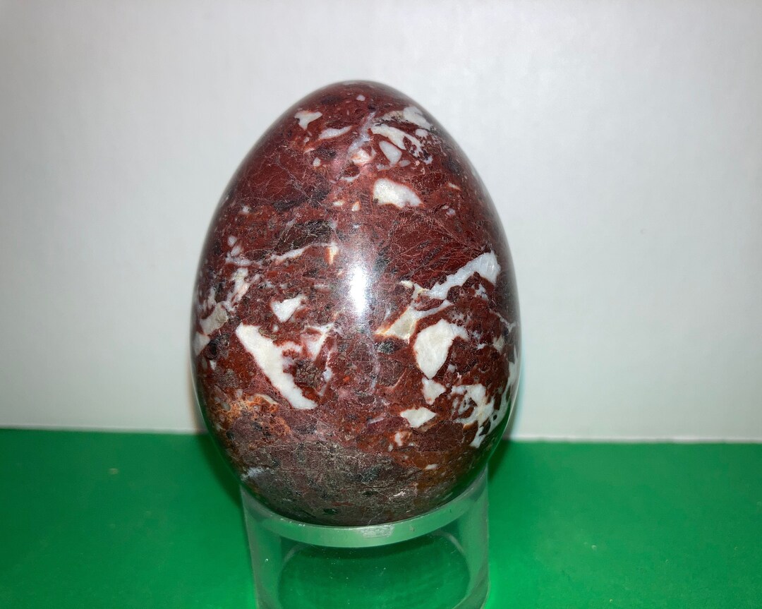 Hand Cut and Polished Brown White Marble Egg, Natural Stone Egg, Stone ...