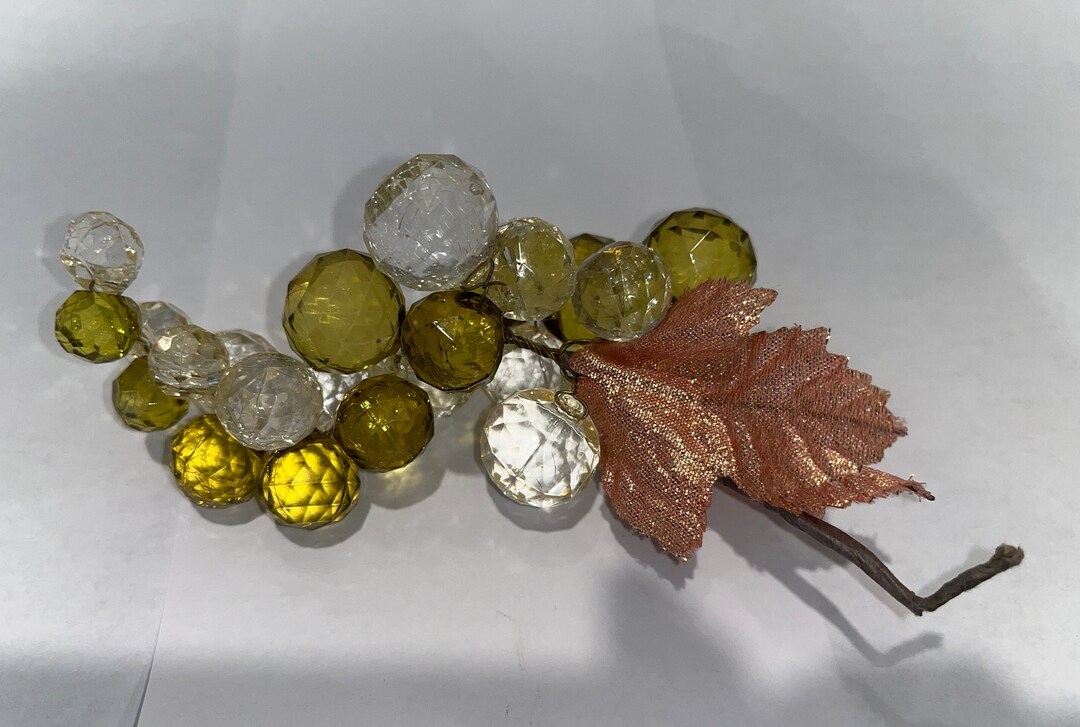 Vintage Faceted Grape Cluster, Mid Century Clear Green Grape Cluster ...