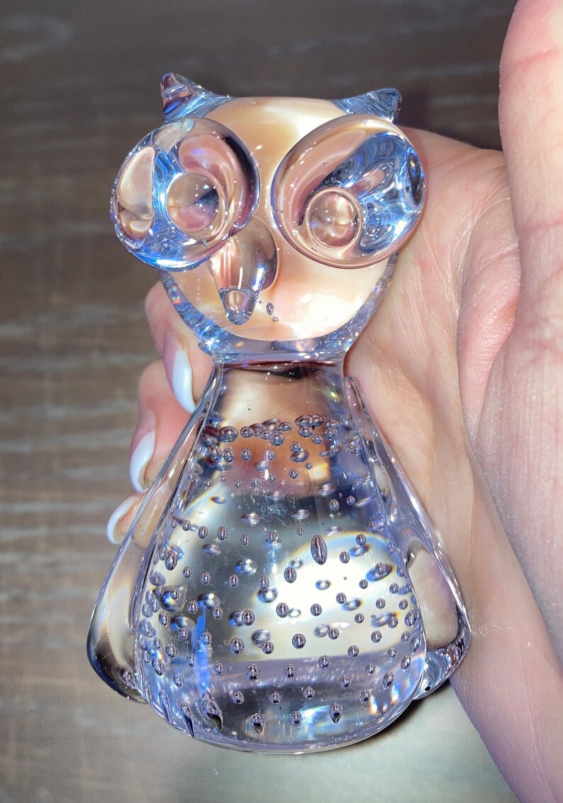 Vintage Clear Controlled Bubble Owl Paper Weight Vintage - Etsy