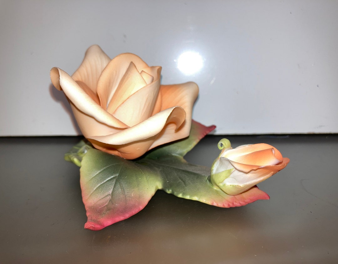 Vintage Lefton Apricot Rose, Lefton Japan Rose Figure, Japan Peach Rose ...