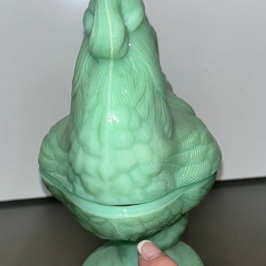 Vintage Jadeite Rooster Candy Dish, Jadeite Green Glass Rooster, Mint ...