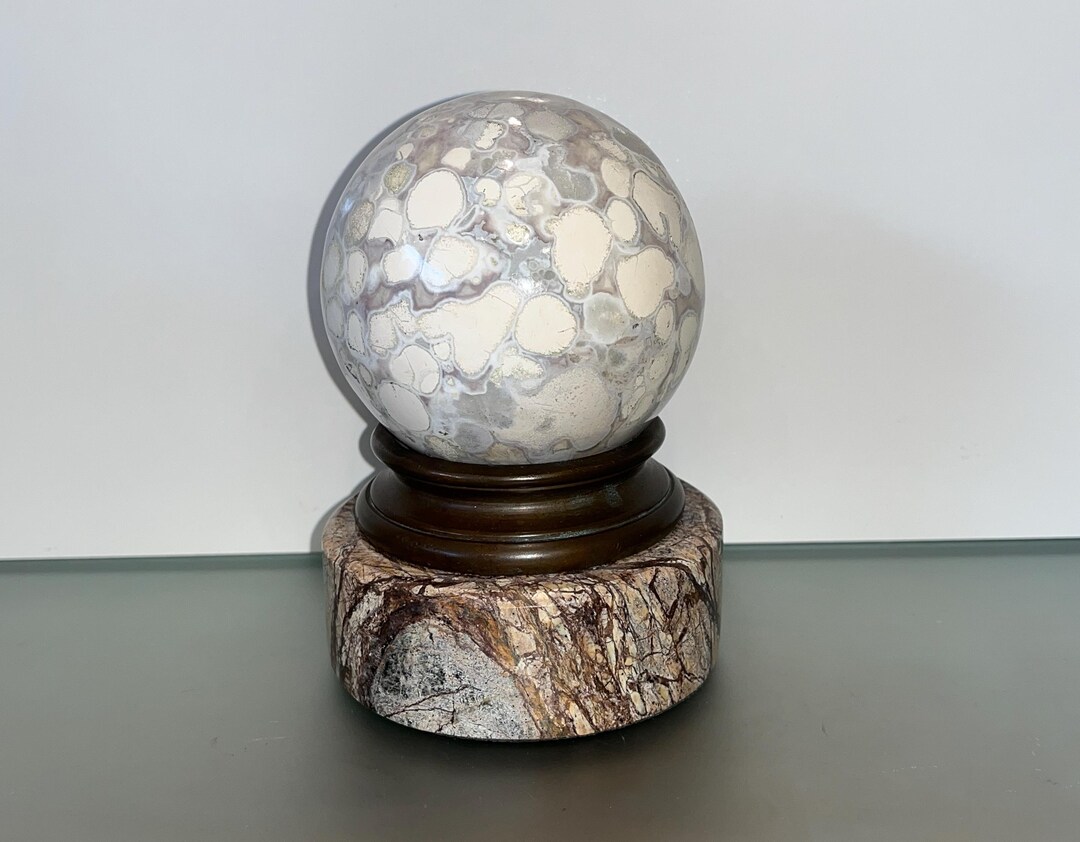 Polished 6" Stone Bookend, Vintage Polished Natural Stone Sphere Book ...