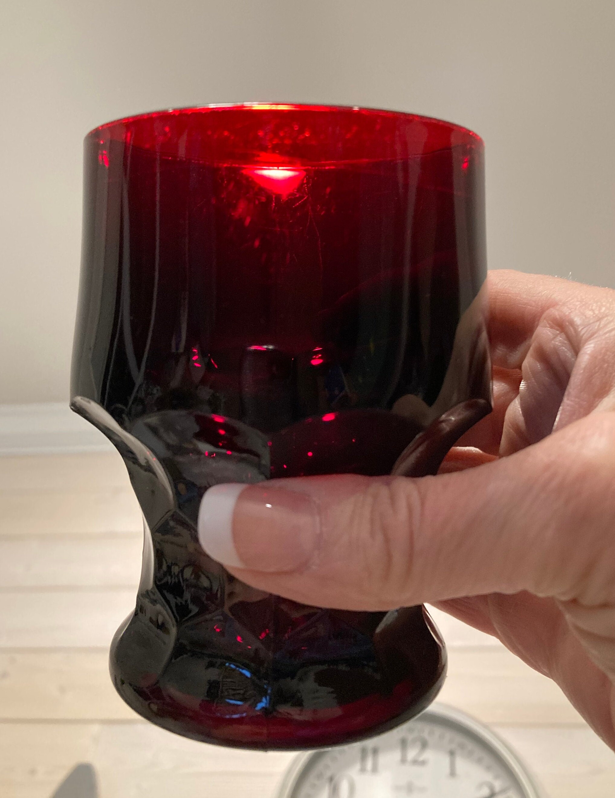 2 Vintage Ruby Red Glass Georgian Glasses Anchor Hocking Ruby - Etsy