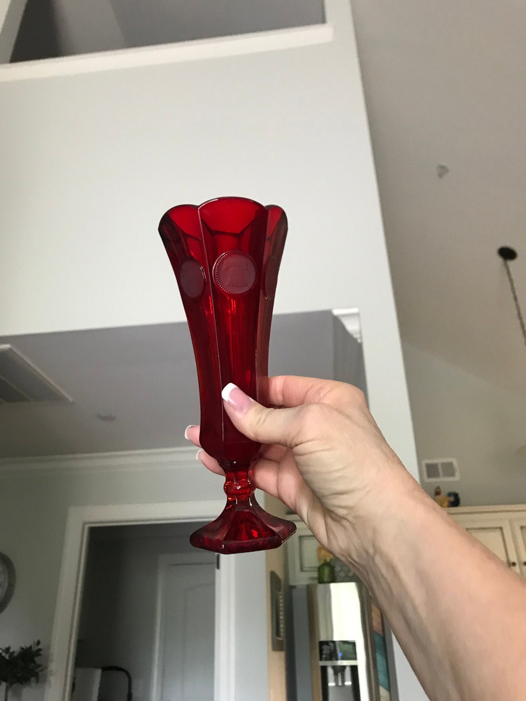 Fostoria Ruby Red Coin Vase, Vintage Fostoria Patriotic Coin Vase ...