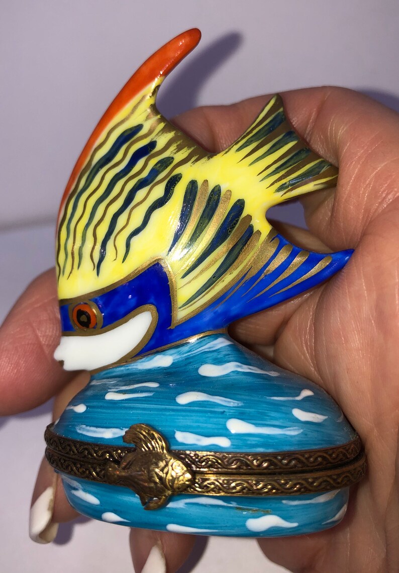 Limoges Anglefish Trinket Box Peint Main Fish Trinket Box - Etsy