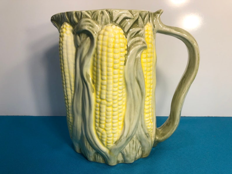 Vintage Majolica Corn Pitcher Yellow Green Corn Pitcher - Etsy