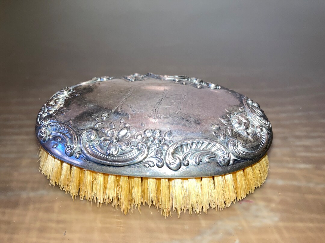 Antique Vanity Brush, Victorian Repousse Clothes Brush, Monogram LB ...