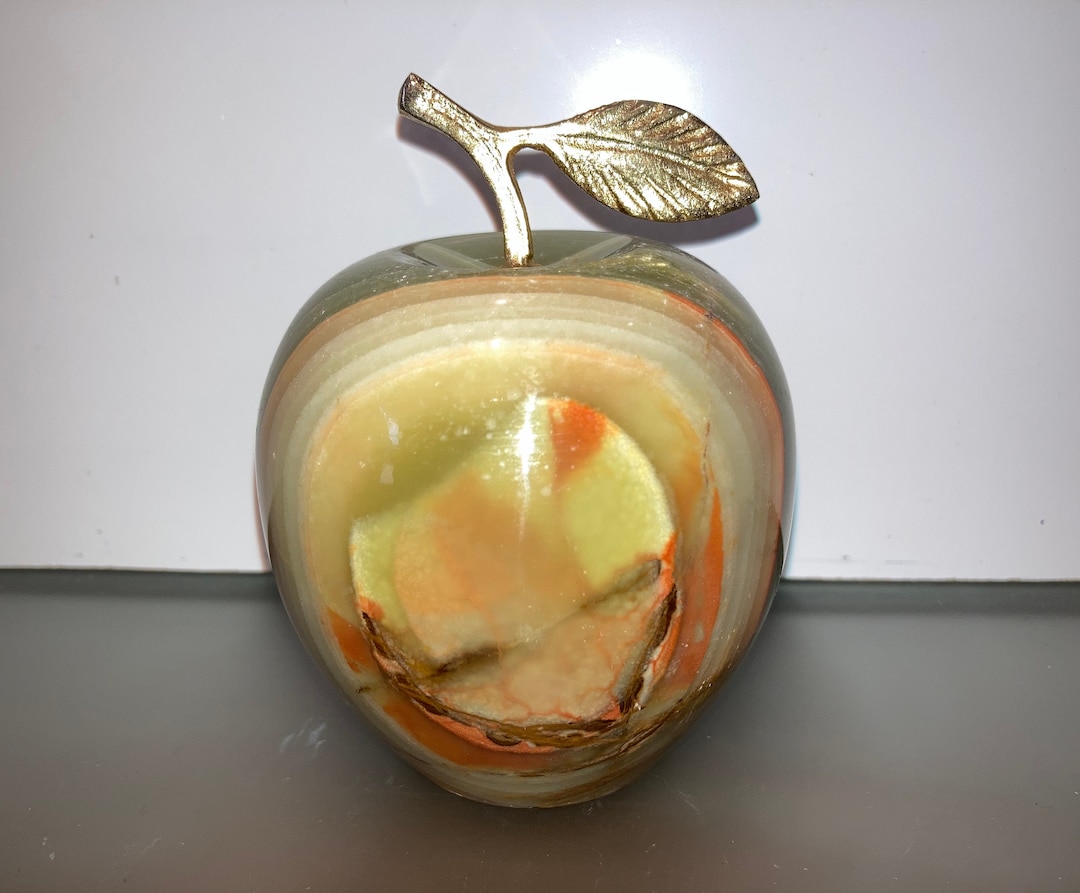 Mid Century Green Apple, Green Alabaster Apple, Green Alabaster Clock ...