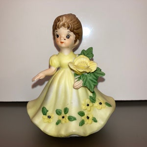Vintage Japan Girl Figure, Vintage Porcelain Lefton Yellow Dress, Japan ...