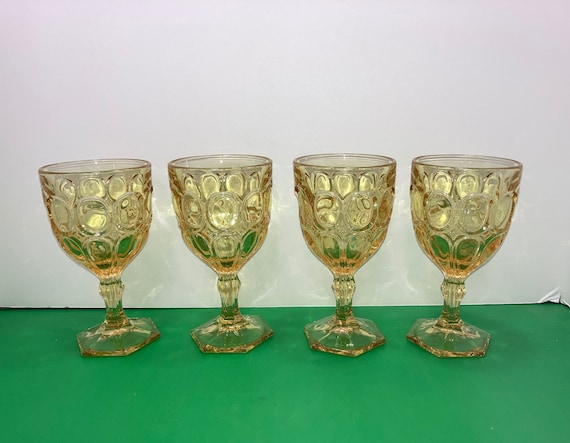4 Fostoria Coin Glass Goblet Vintage Fostoria Pale Gold Coin - Etsy