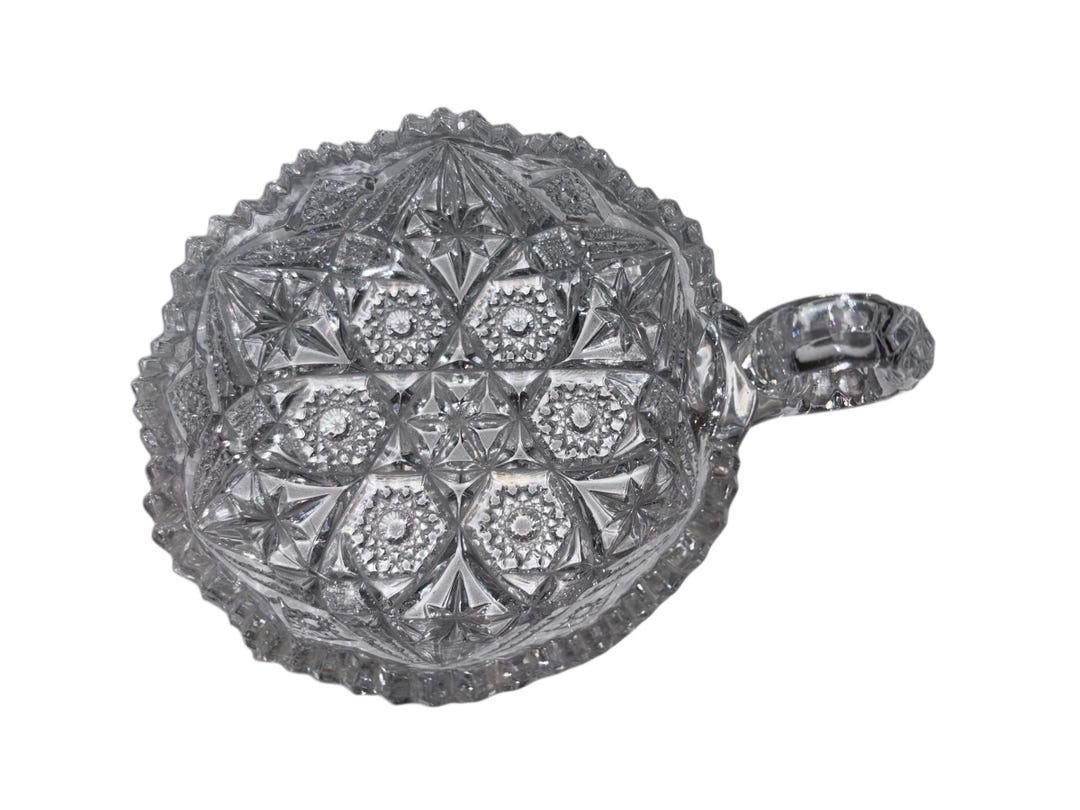 Vintage Pressed Glass Nappy, Hobstar Candy Dish, Crosshatch Stars Nappy ...